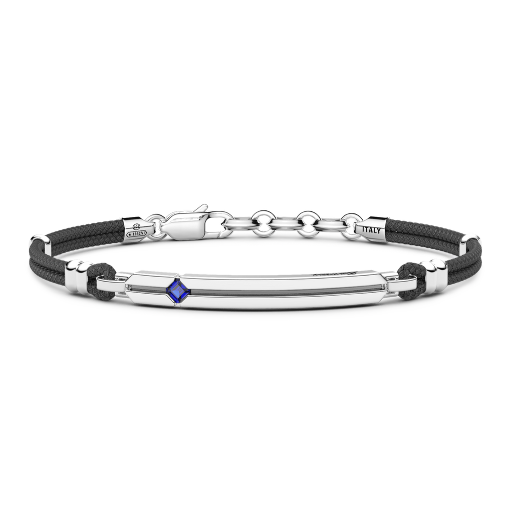 Black Kevlar Bracelet with Blue Stone – Gem Bijou