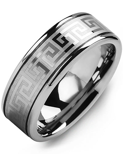 MADANI MEN'S ETERNITY GREEK KEY TUNGSTEN WEDDING – Gem Bijou