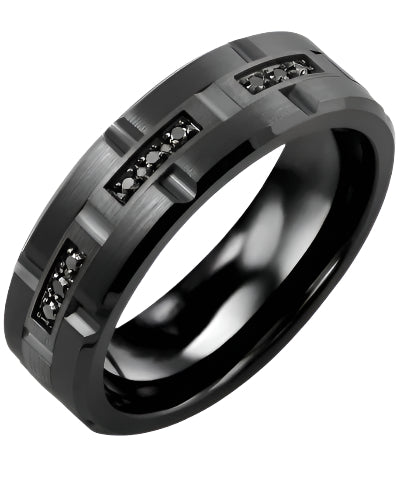 MADANI MEN'S TRIO BLACK DIAMOND GROOVED – Gem Bijou